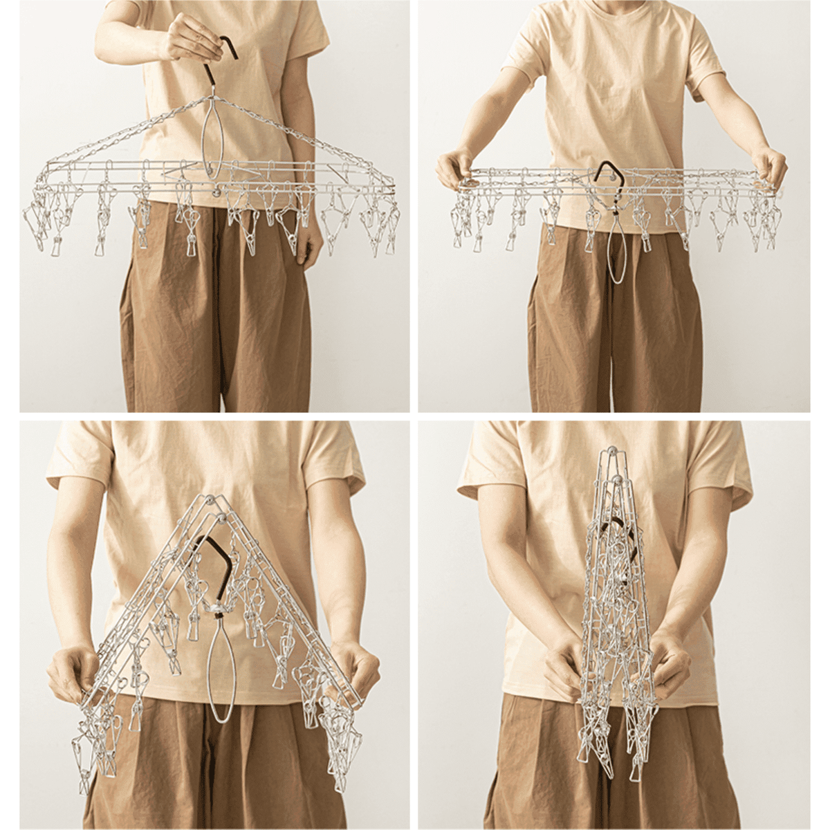 Shimoyama Stainless Steel Foldable Laundry Hanger (22 Pegs) - MINIMARU